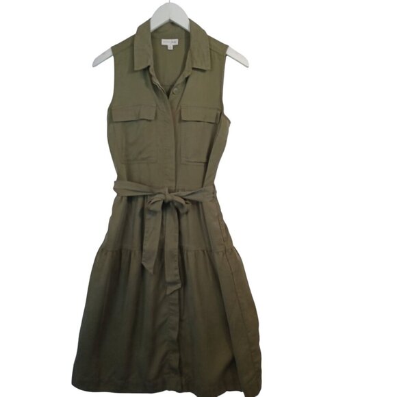 Maison Jules | Dresses | Maison Jules Shirt Dress Green Belted Fit ...